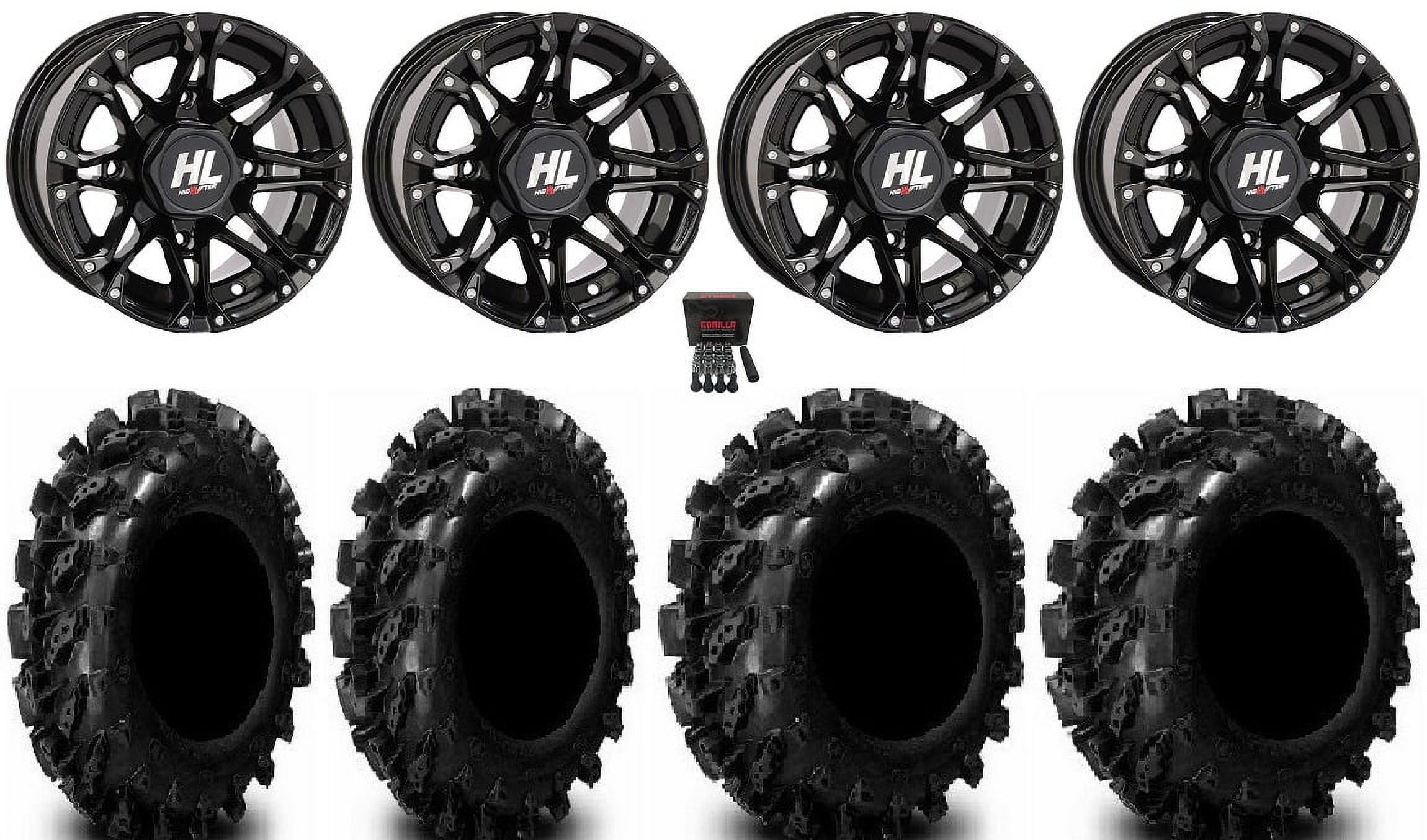 High Lifter HL3 14" Wheels Black 27" Swamp Lite Tires Honda Rincon ...