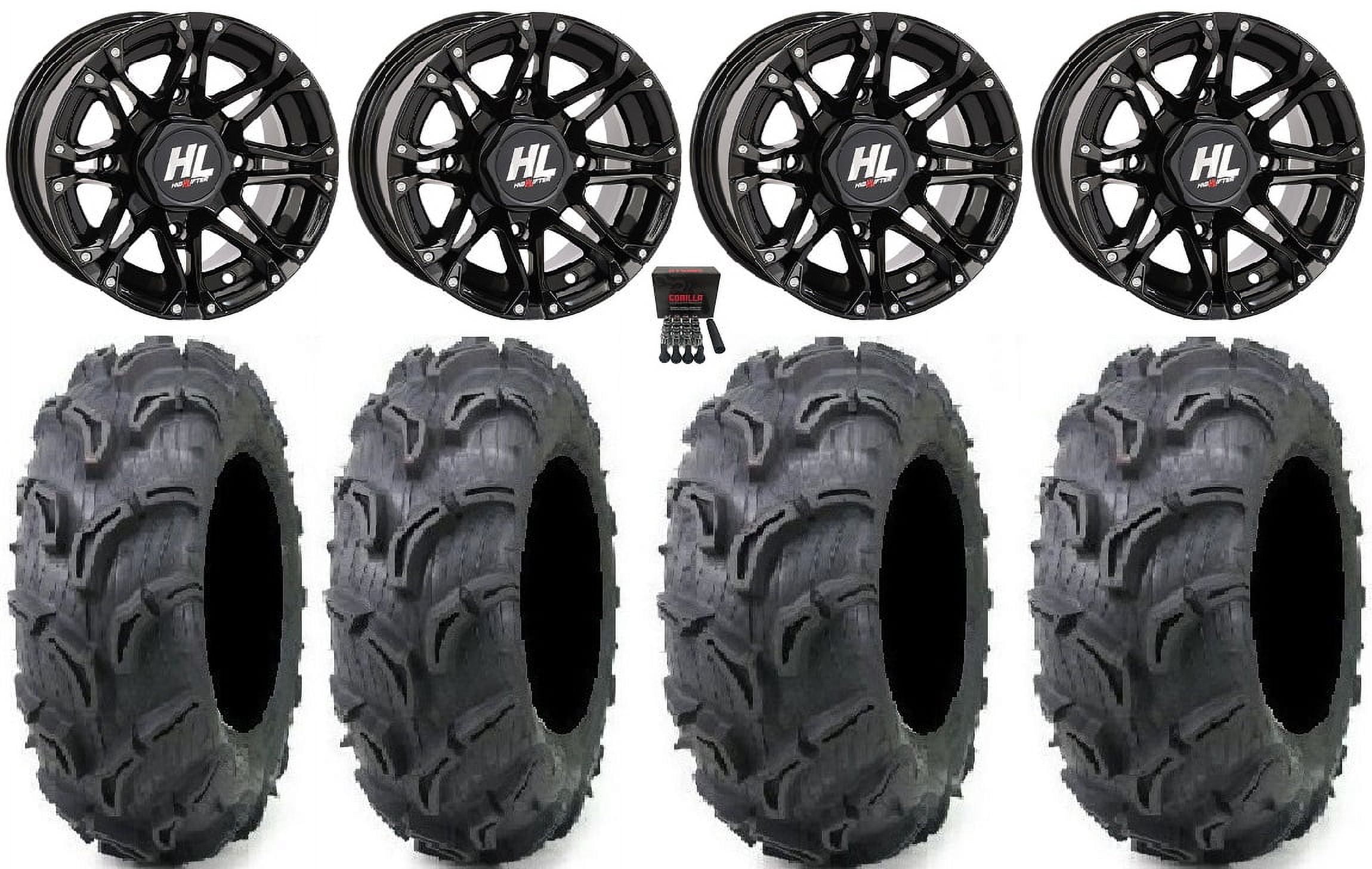 High Lifter HL3 14" Wheels Black 27" Zilla Tires Honda Rincon Yamaha ...