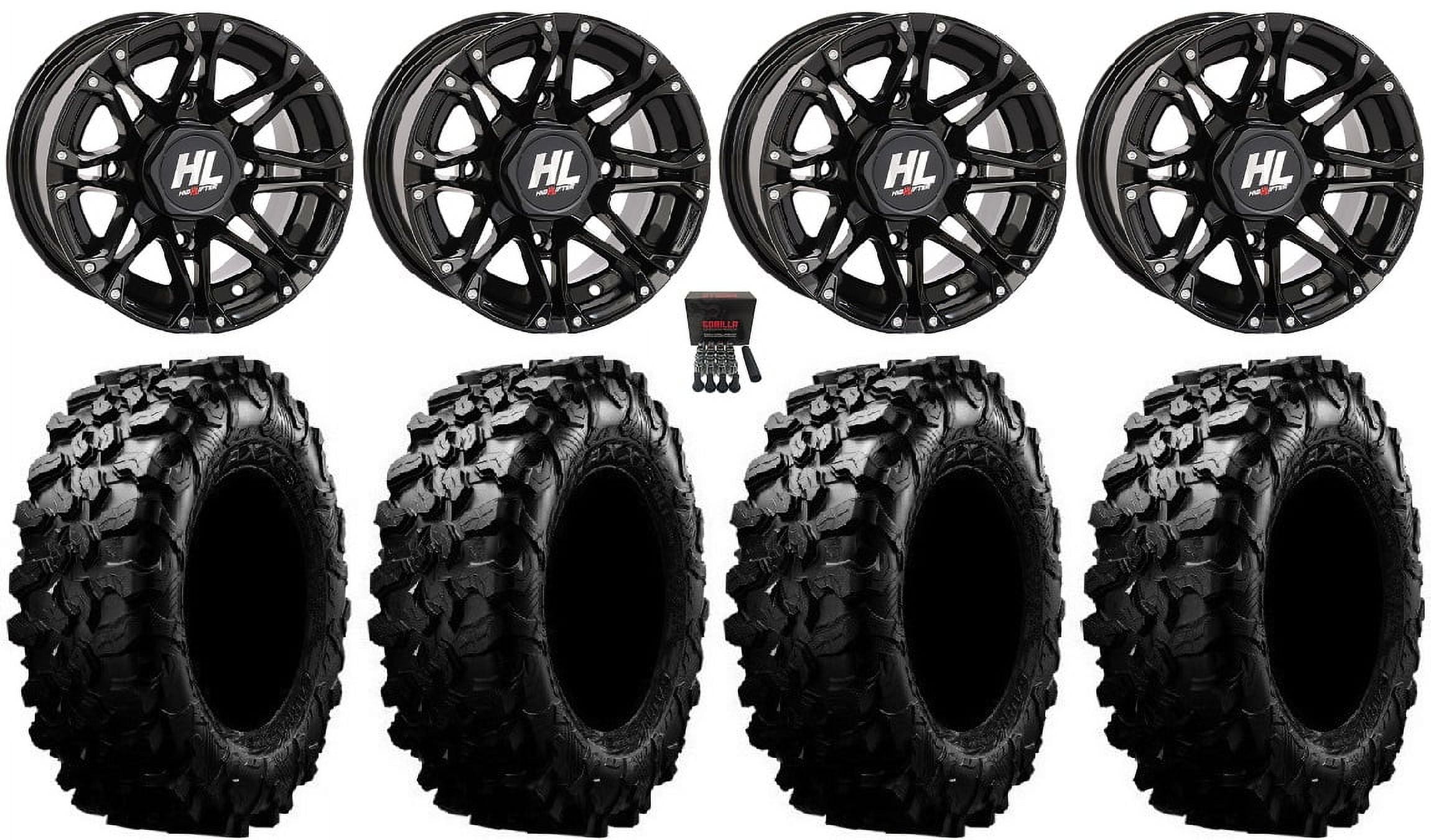 High Lifter HL3 14" Wheels Black 28" Carnivore Tires Yamaha Viking ...