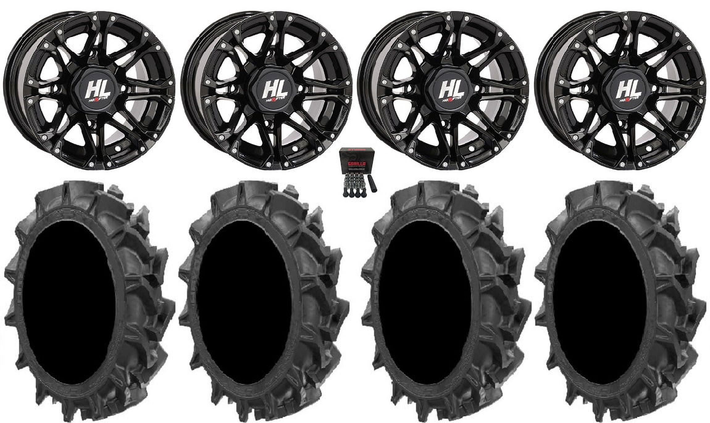 High Lifter HL3 14" Wheels Black 28" MotoHavok Tires Honda Rincon ...