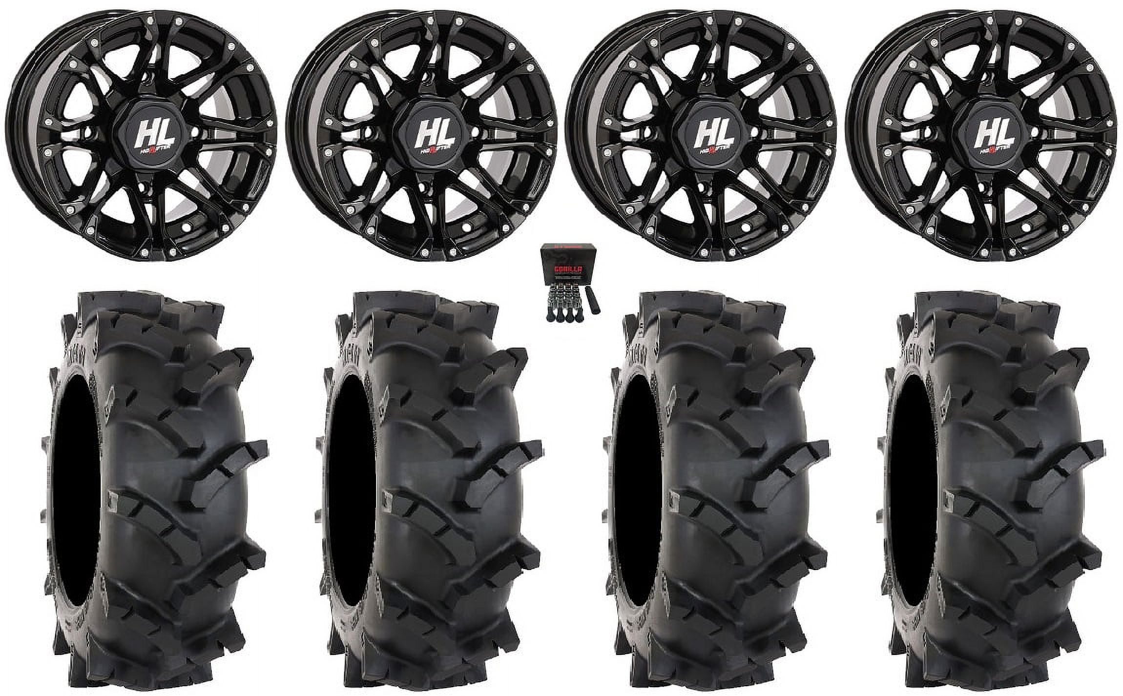 High Lifter HL3 14" Wheels Black 30" MT410 Tires Honda Foreman Rancher ...