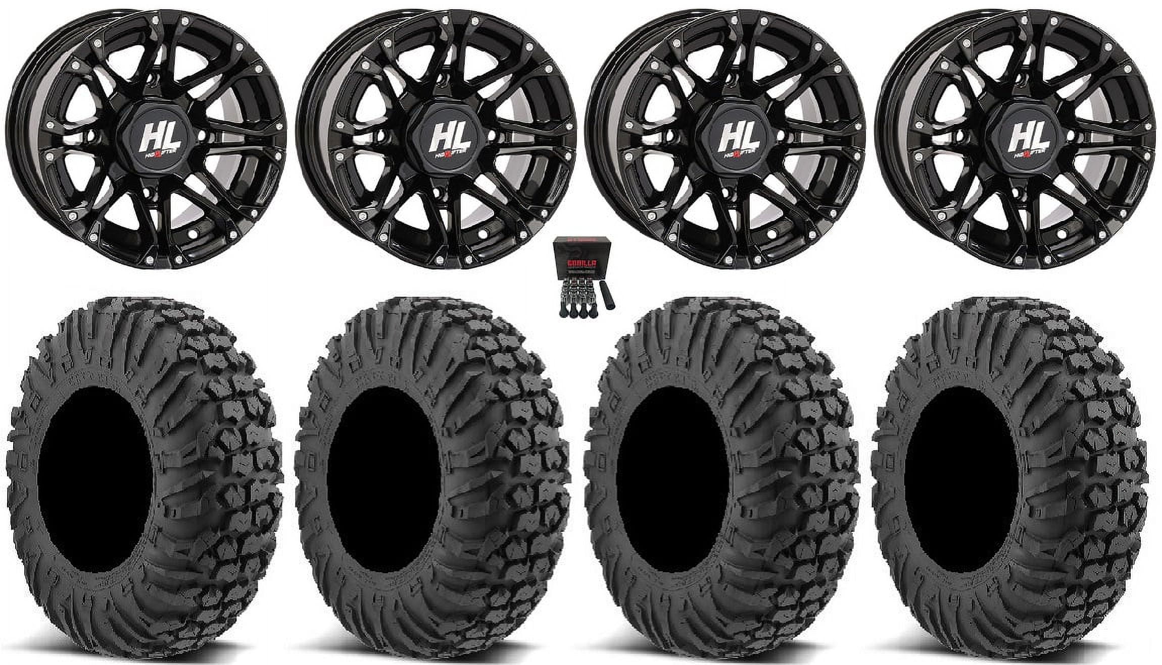 High Lifter HL3 14" Wheels Black 30" MotoVator Tires Can-Am Maverick X3 ...