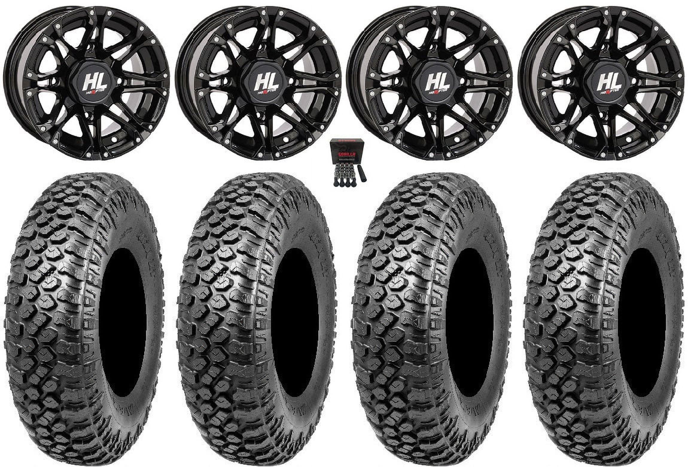 High Lifter HL3 14" Wheels Black 30" RAZR XT Tires Honda Rincon Yamaha ...
