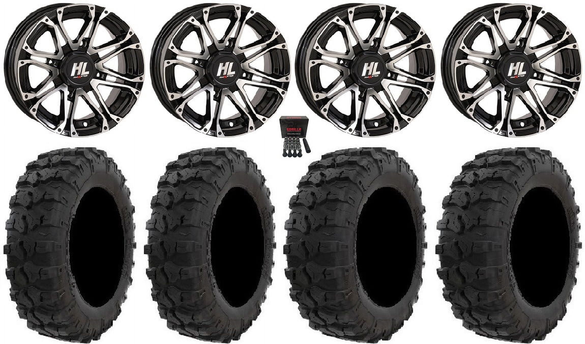 High Lifter HL3 14" Wheels Machined 26" Dual Threat Tires Yamaha Viking ...