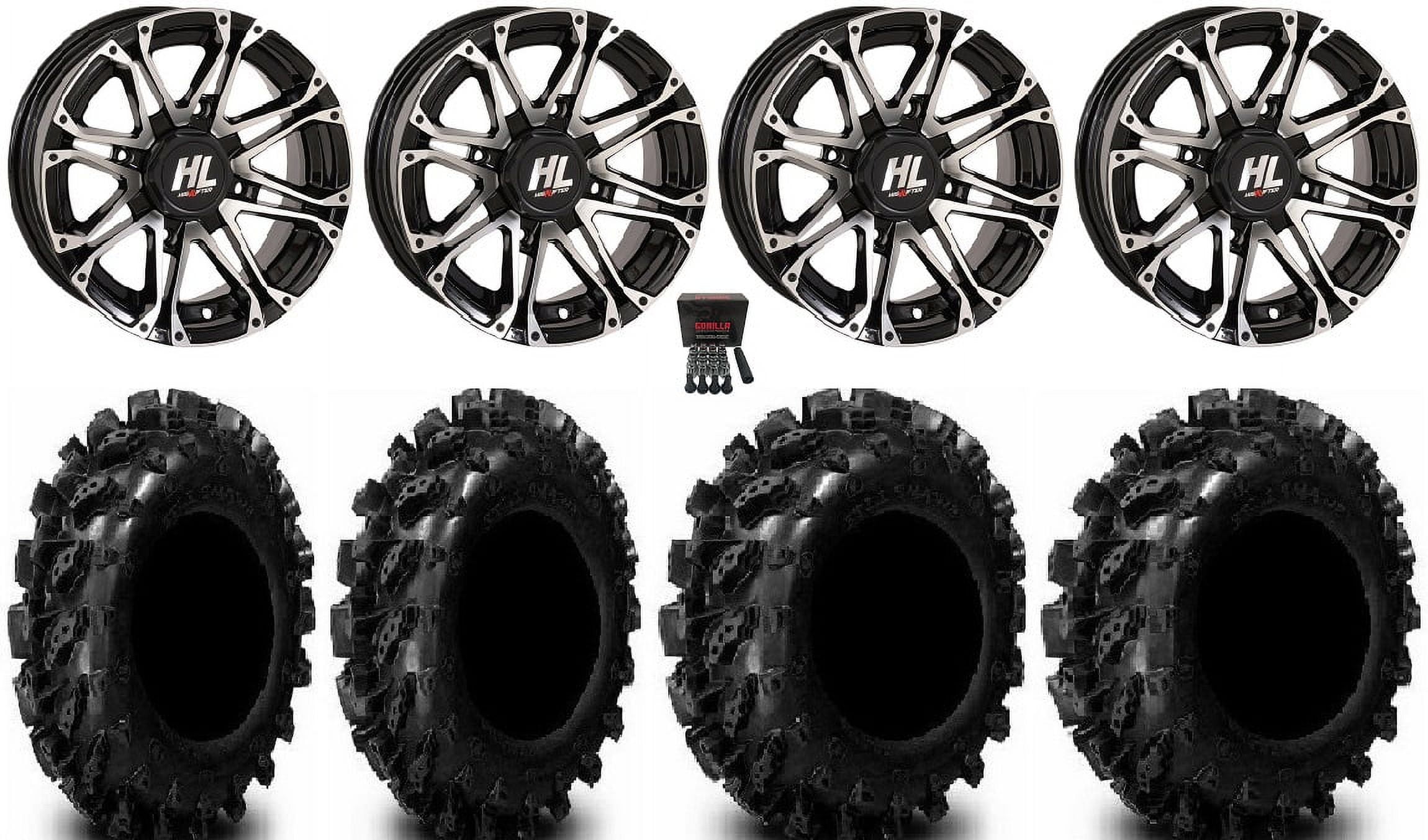 High Lifter HL3 14" Wheels Machined 27" Swamp Lite Tires Yamaha Viking ...