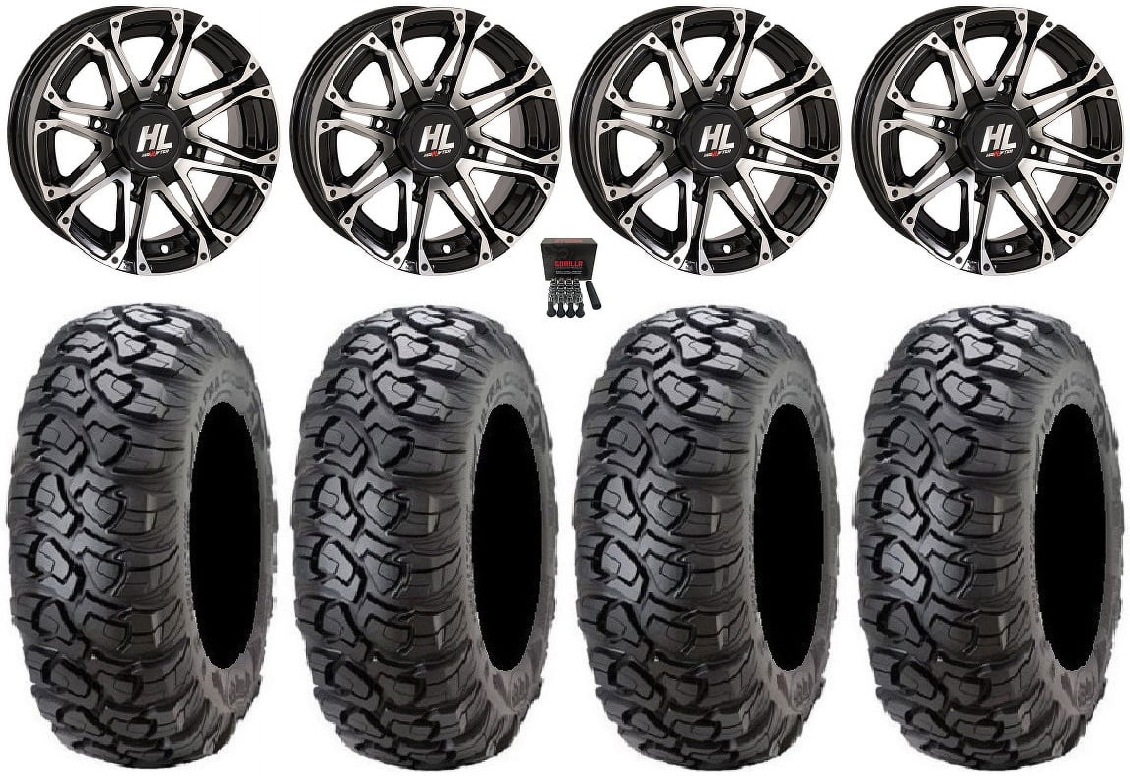 High Lifter HL3 14" Wheels Machined 28" Ultracross Tires Honda Pioneer ...