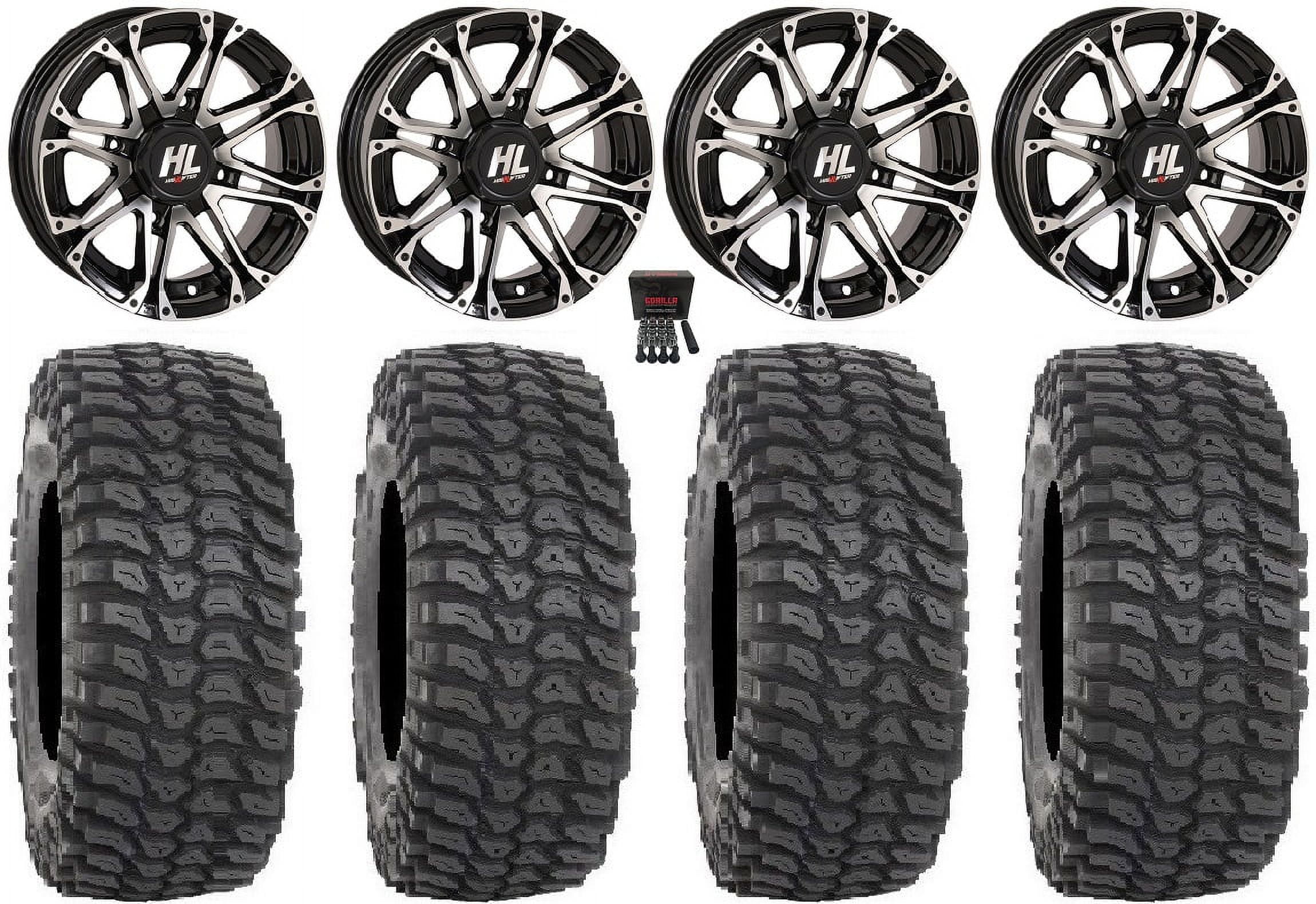 High Lifter HL3 14" Wheels Machined 30" XCR350 Tires Yamaha Viking ...