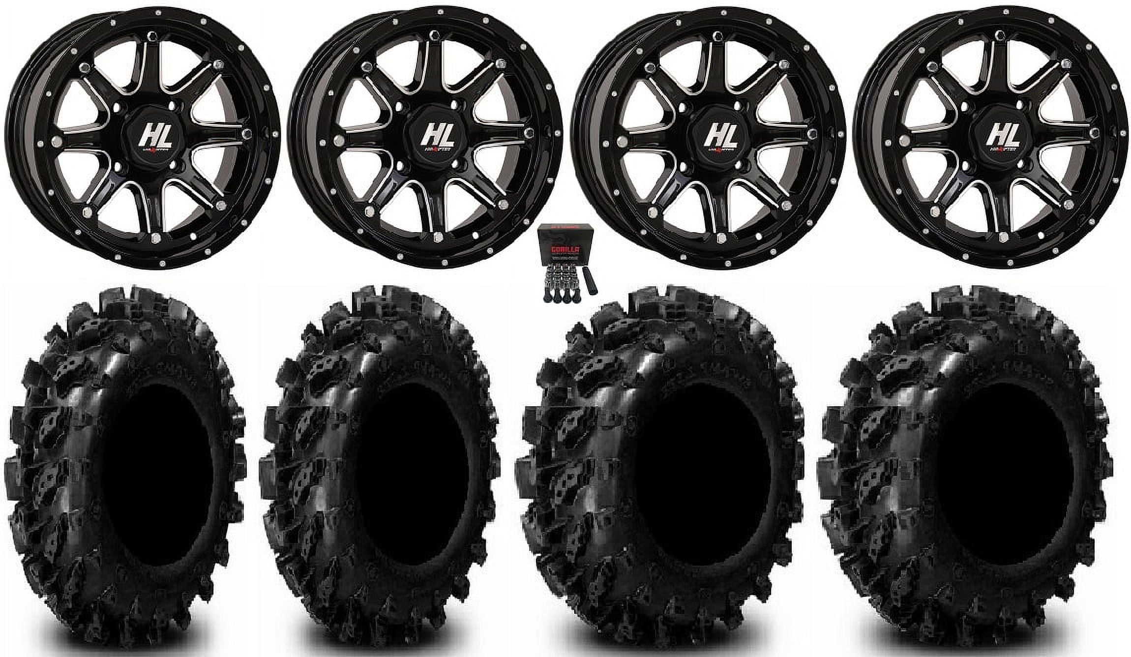 High Lifter HL4 12" Wheels Machined 25" Swamp Lite Tires Honda Pioneer ...
