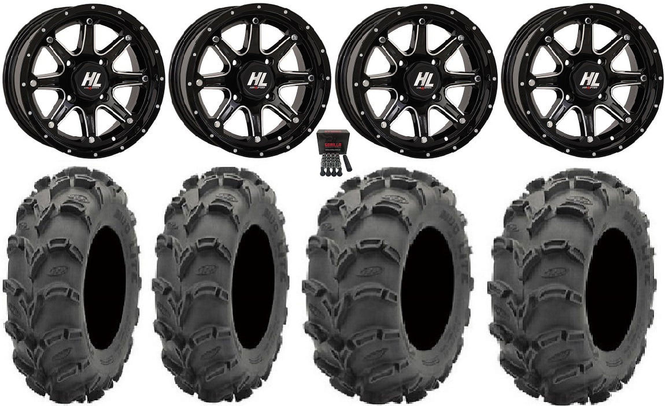 High Lifter HL4 12" Wheels Machined 26" Mud Lite XL Tires Honda Rincon ...