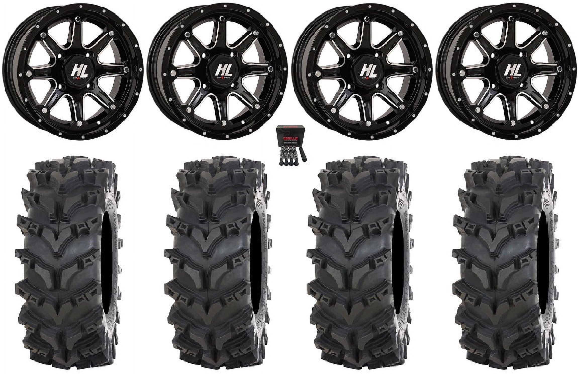 High Lifter HL4 12" Wheels Machined 27" Out&Back Max Tires Polaris RZR XP 1000 / PRO XP / Ranger ...