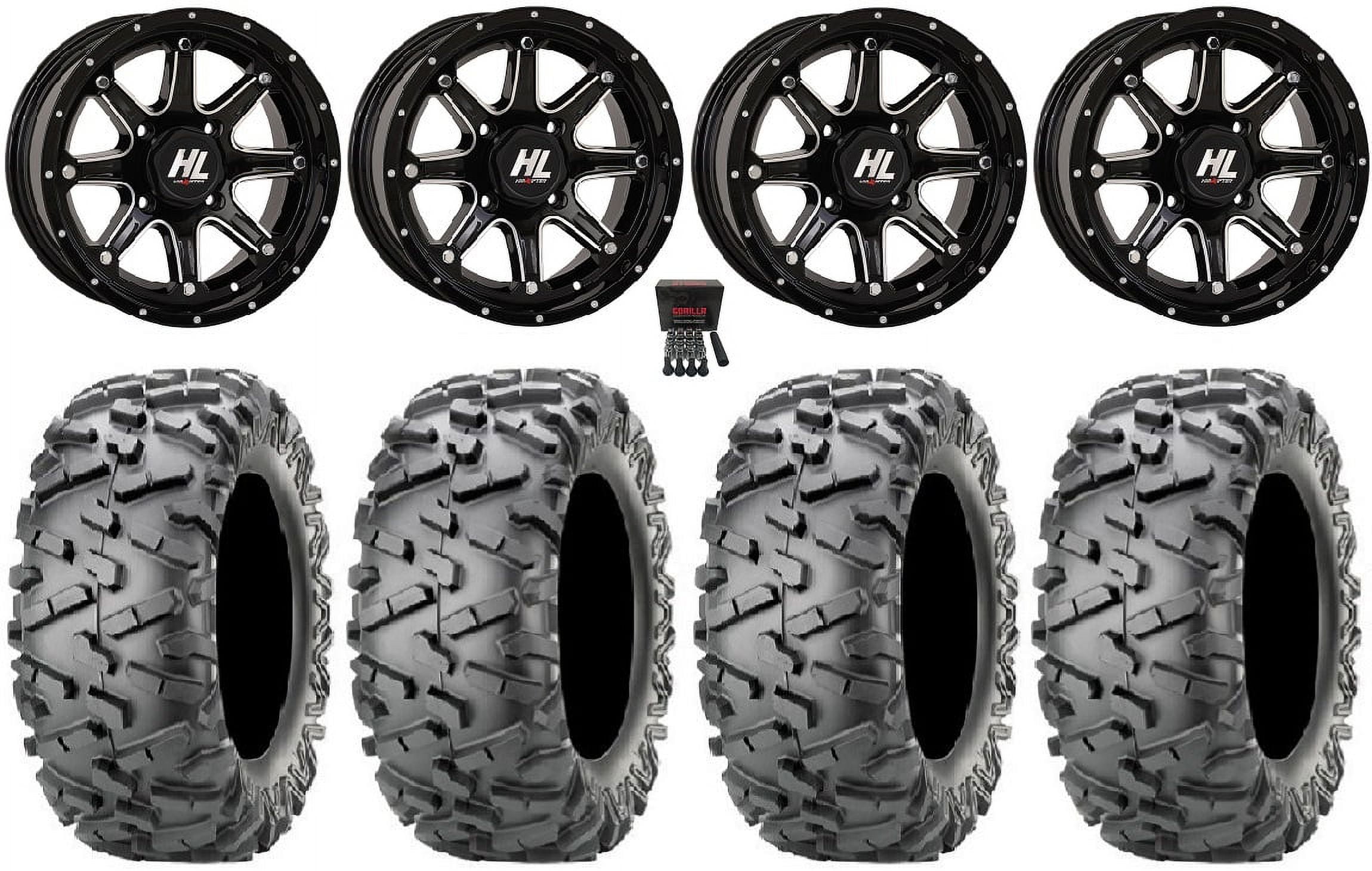 High Lifter HL4 12" Wheels Machined 28" BigHorn 2.0 Tires Sportsman RZR ...