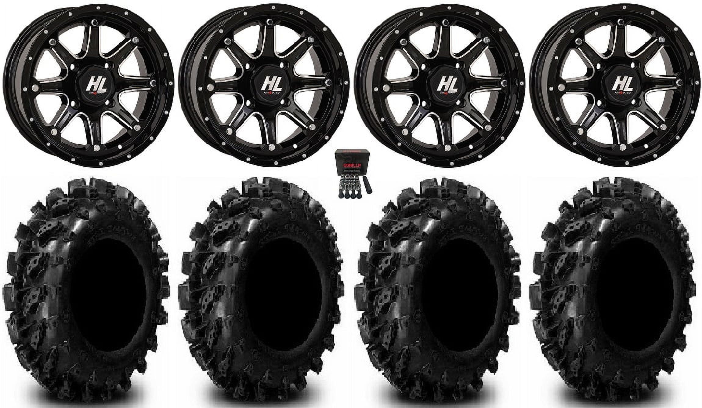 High Lifter HL4 12" Wheels Machined 28" Swamp Lite Tires Honda Pioneer ...