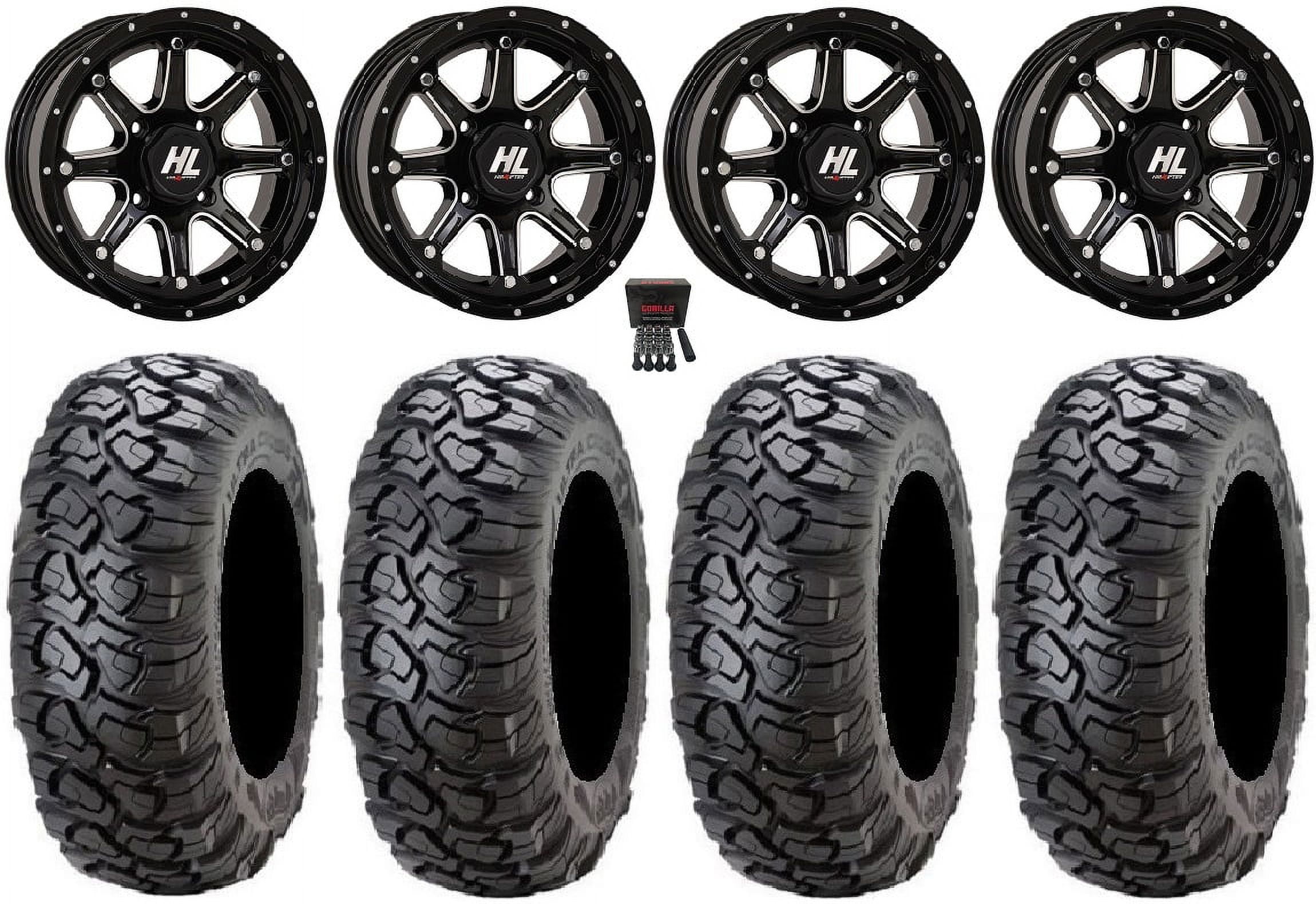 High Lifter HL4 14" Wheels Machined 28" Ultracross Tires Honda Rincon ...
