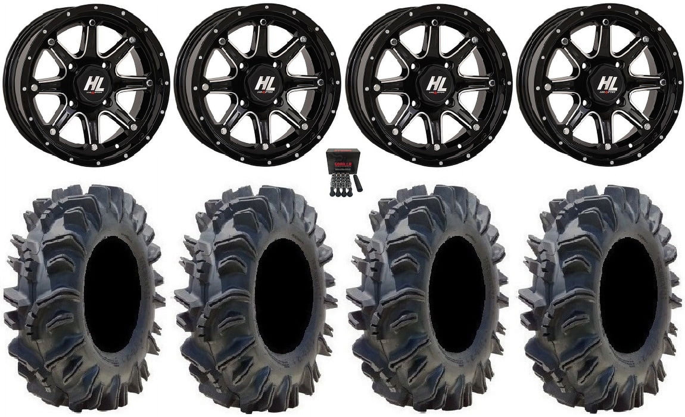 High Lifter HL4 14" Wheels Machined 32" Terminator Tires Yamaha Viking ...