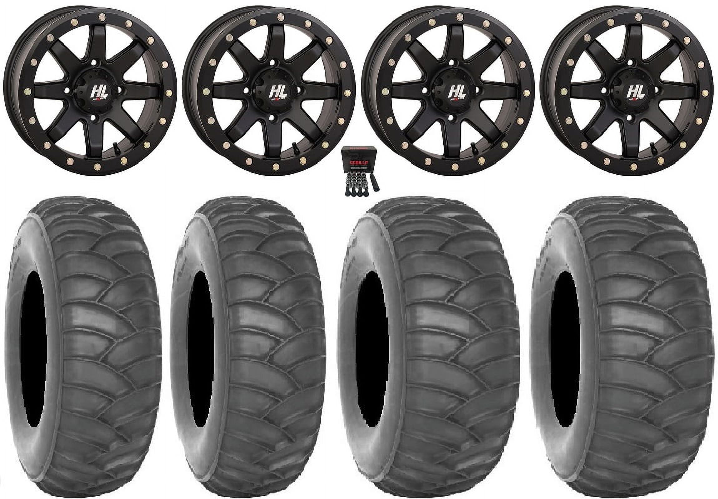 High Lifter HL9 14x7/14x10 Wheels Bk 28" SS360 Tires Sportsman RZR ...