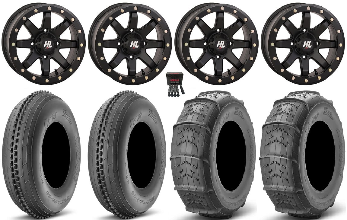High Lifter HL9 14x7/14x10 Wheels Bk 30" SandCat Tires Sportsman RZR ...