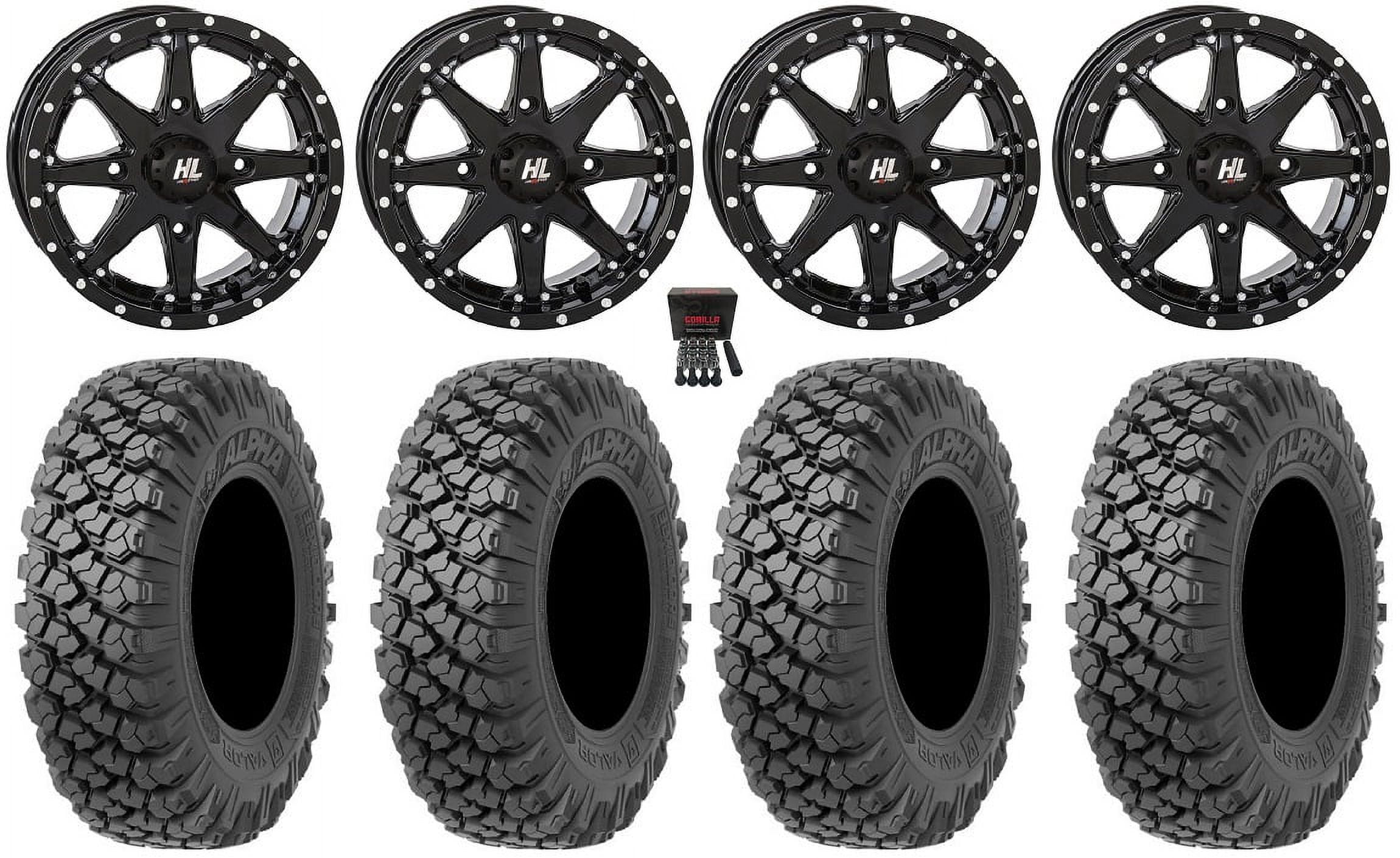 High Lifter HL9 Bdlk 15" Wheels Bk 6+1 32" Alpha Tires Can-Am Maverick ...
