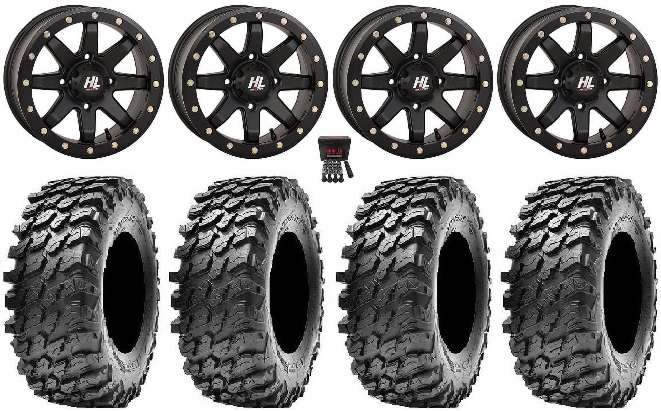 High Lifter HL9 Beadlock 14" Wheels Bk 28" Rampage Tires Sportsman 550 ...
