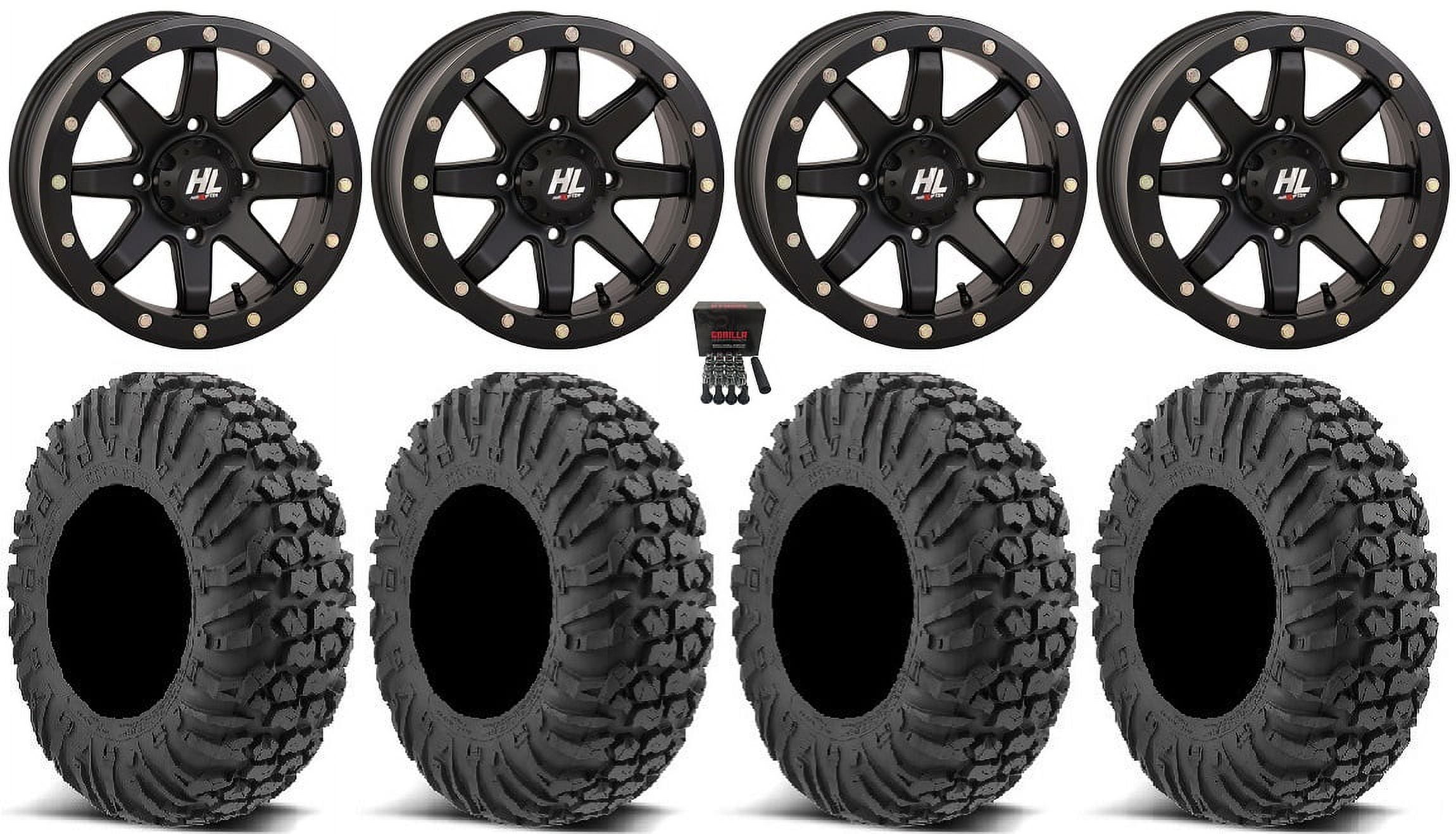 High Lifter HL9 Beadlock 14" Wheels Bk 32" MotoVator Tires Can-Am ...