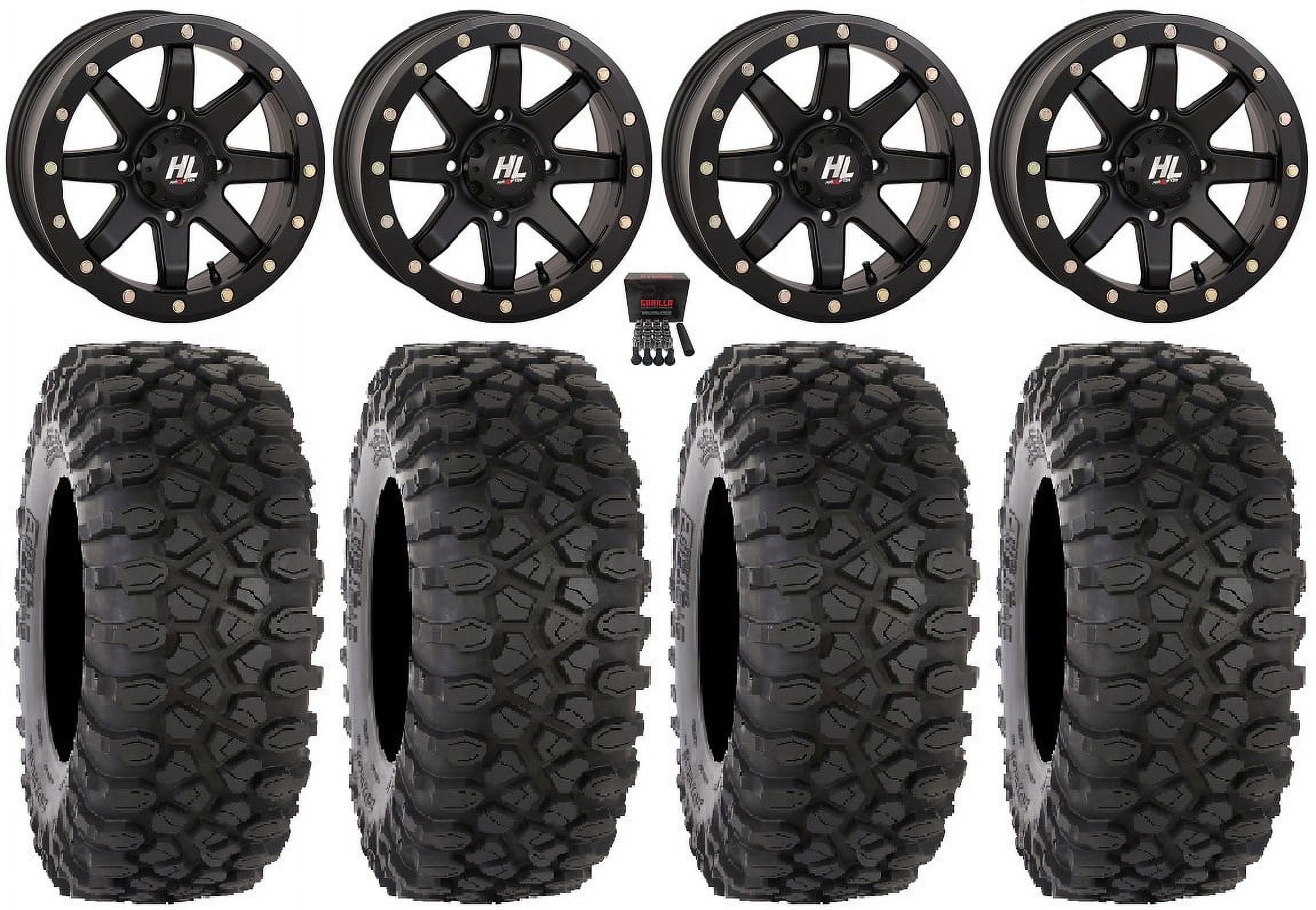High Lifter HL9 Beadlock 14" Wheels Bk 32" XC450 Tires Kawasaki Mule ...
