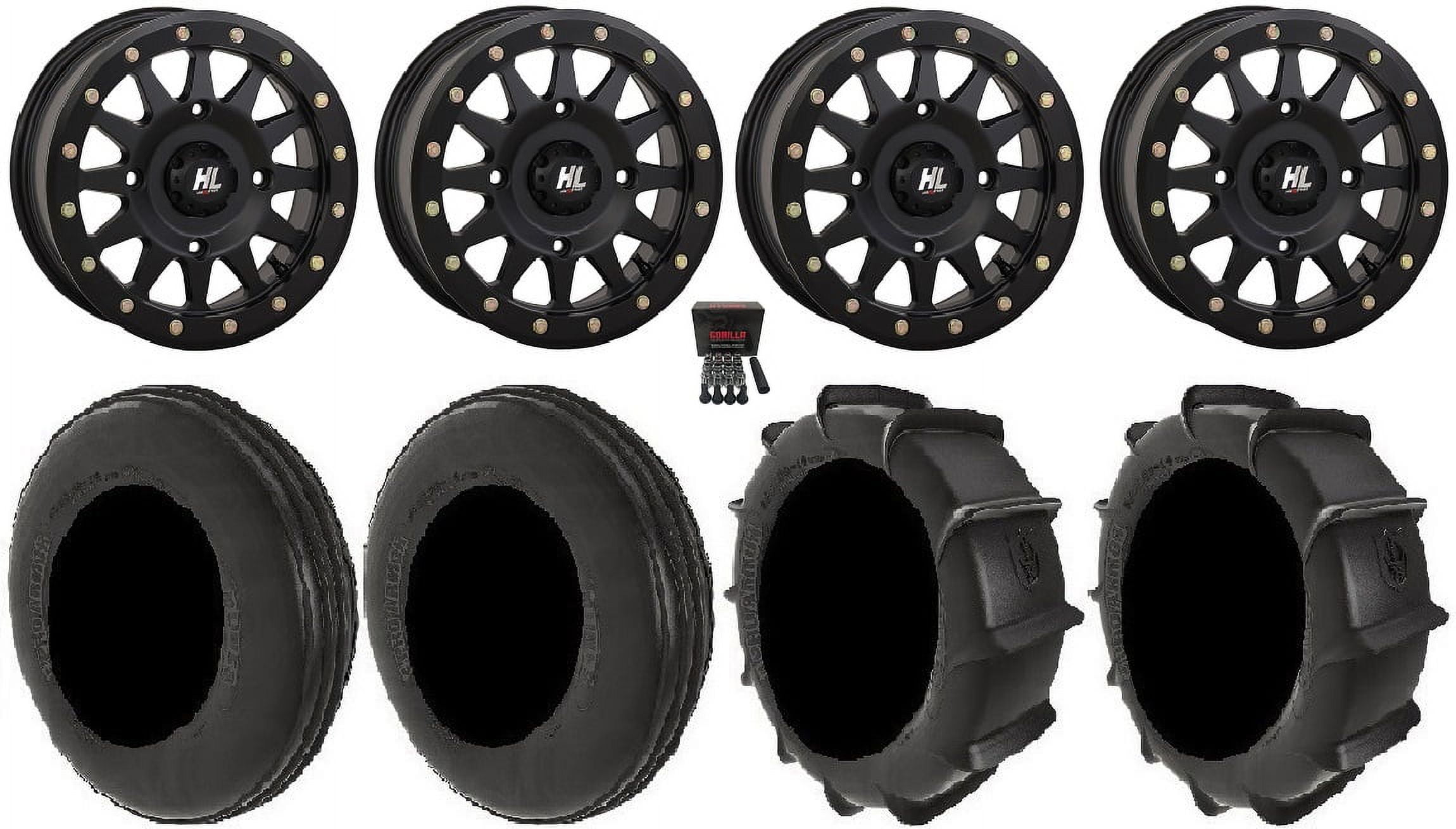 High Lifter HLA1 Bdlk 14" Wheels Bk 28" Dune Tires Sportsman RZR Ranger ...