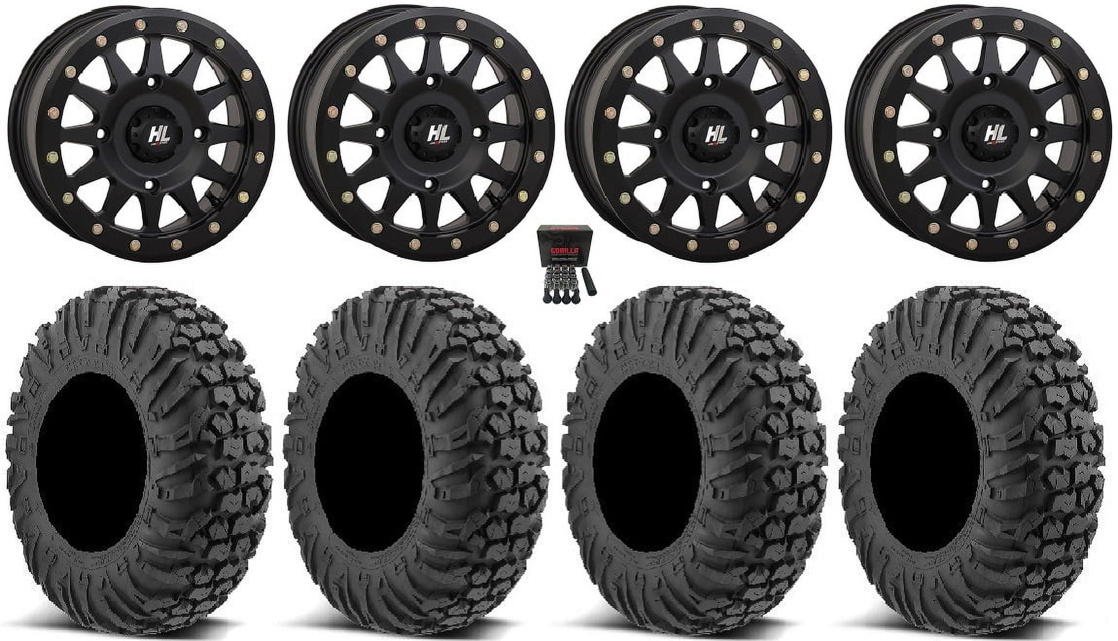 High Lifter HLA1 Bdlk 14" Wheels Bk 30" MotoVator Tires Polaris RZR XP ...