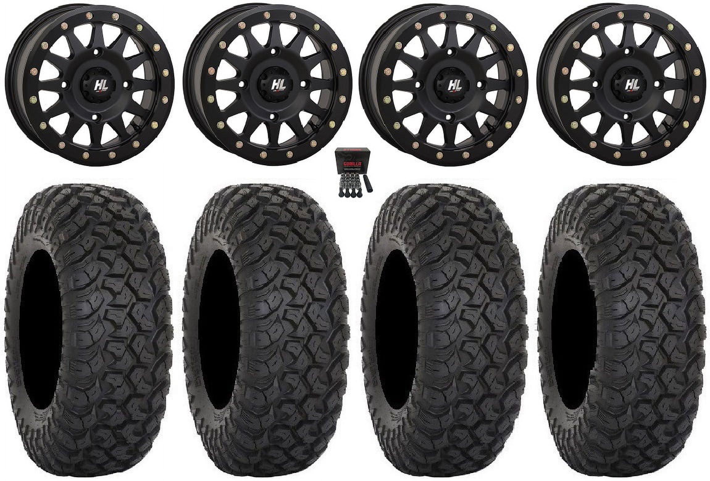 High Lifter HLA1 Bdlk 14" Wheels Bk 30" RT320 Tires Polaris RZR XP 1000 ...