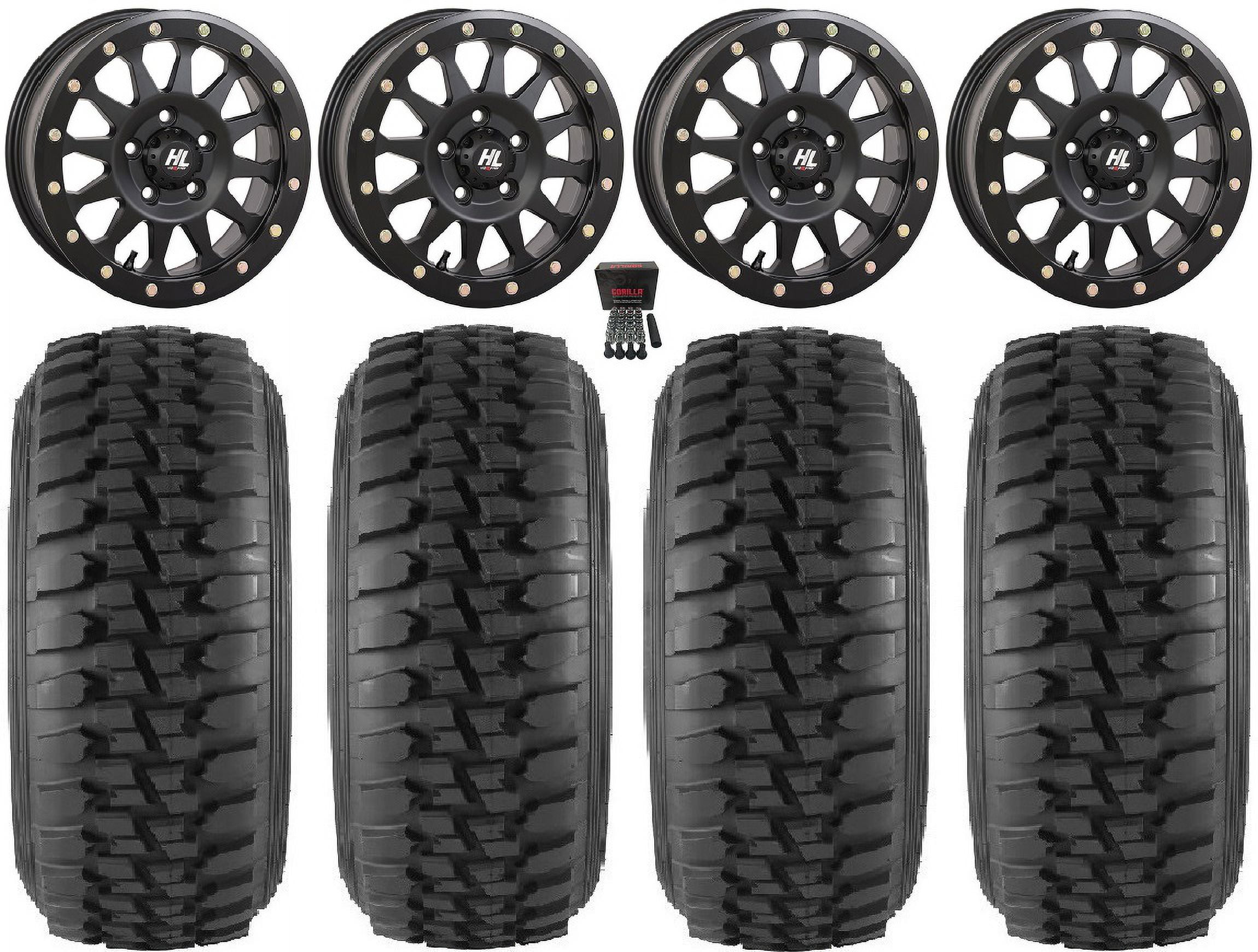 High Lifter HLA1 Bdlk 15" Wheels Bk 33" Desert Series Tires Polaris RZR ...