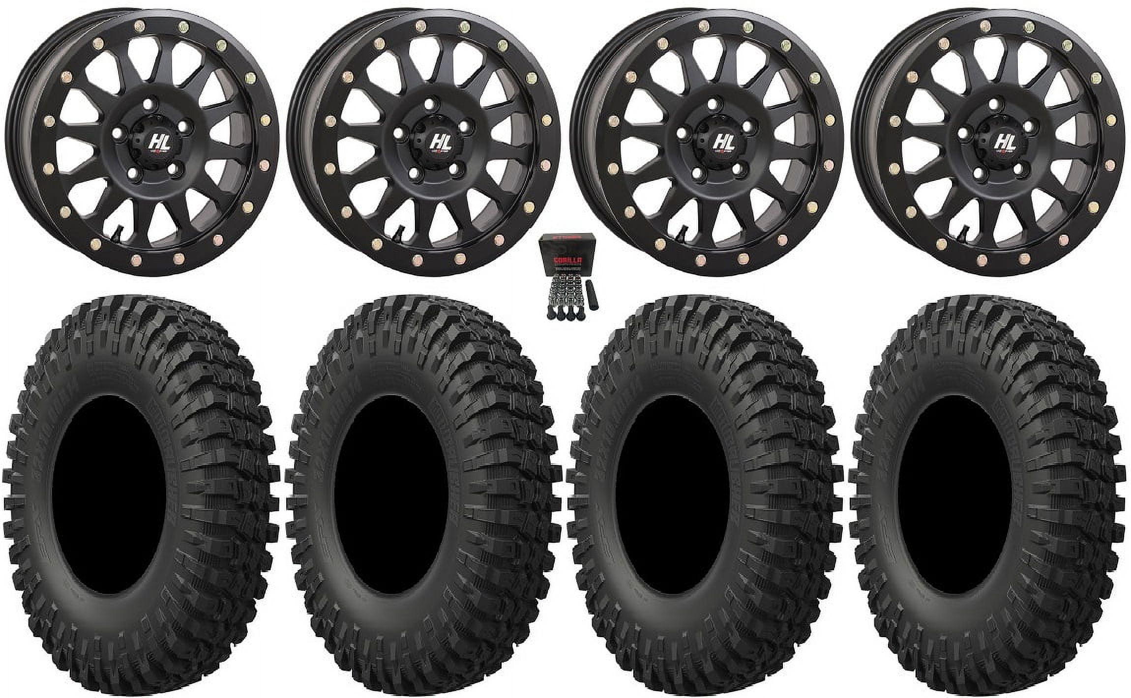 High Lifter HLA1 Bdlk 15" Wheels Bk 33" MotoCrusher Tires Polaris RZR ...