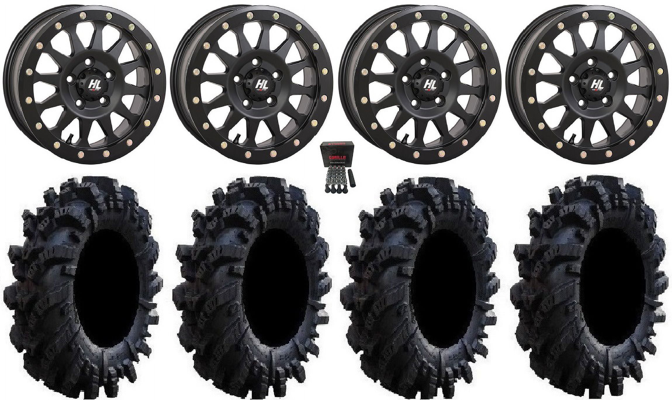 High Lifter HLA1 Bdlk 15" Wheels Bk 34" Intimidator Tires Polaris RZR ...