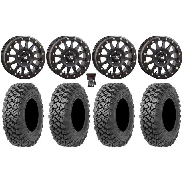 High Lifter HLA1 Bdlk 15" Wheels Bk 35" Alpha Tires Polaris RZR Turbo R ...