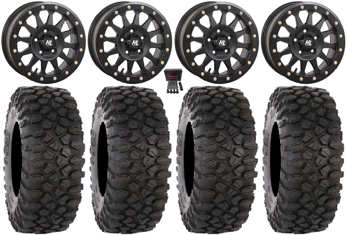 High Lifter HLA1 Bdlk 15" Wheels Bk 35" XC450 Tires Polaris RZR Turbo R ...