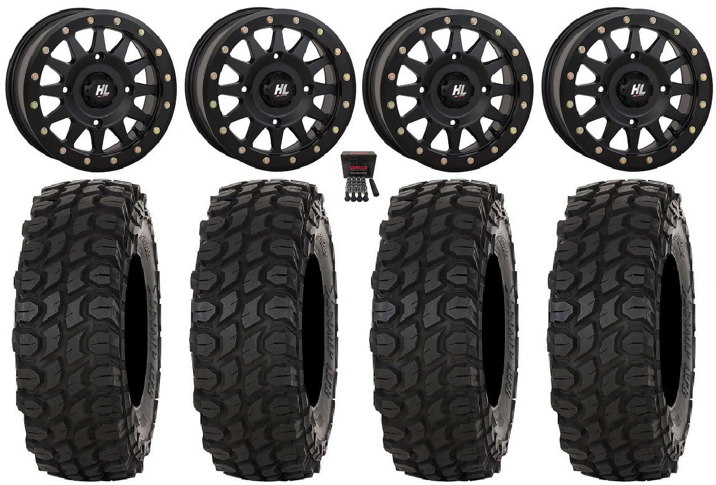 High Lifter HLA1 Bdlk 15" Wheels Bk 35" XComp ATR Tires Can-Am Maverick ...