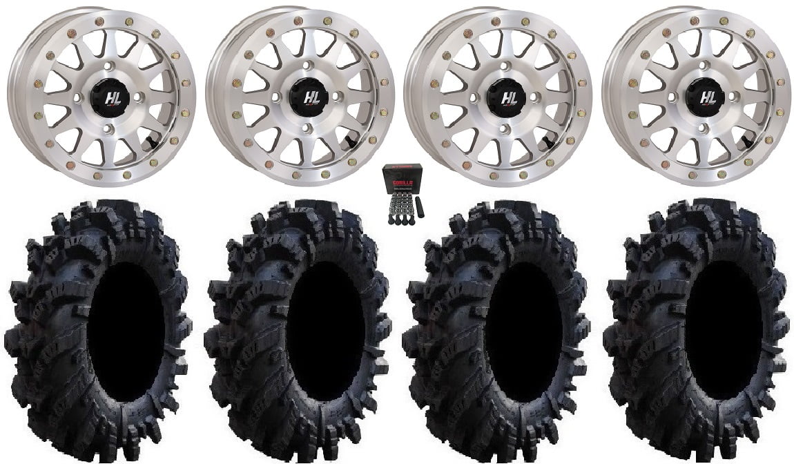 High Lifter HLA1 Bdlk 15" Wheels Mh 34" Intimidator Tires Polaris RZR Turbo R & Pro R Ranger ...