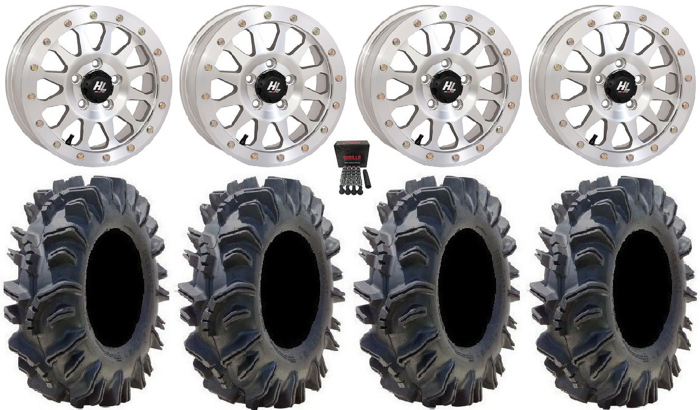 High Lifter HLA1 Bdlk 15" Wheels Mh 34" Terminator Tires Polaris RZR Turbo R & Pro R Ranger 1500 ...