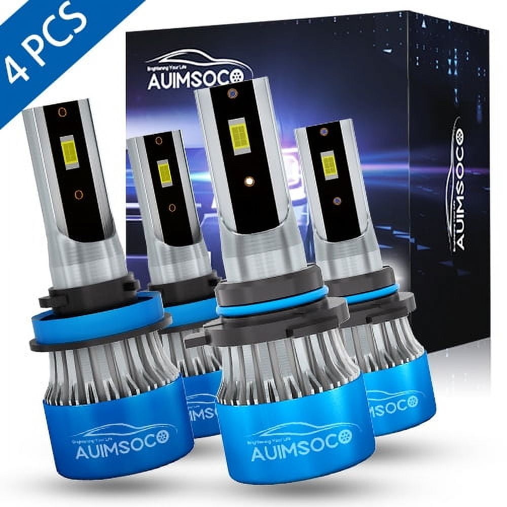 High Low Beam LED Headlights 9005/HB3 H11 Pack of 4 Combo Kits Bright White 8000 Lumens Lights ...