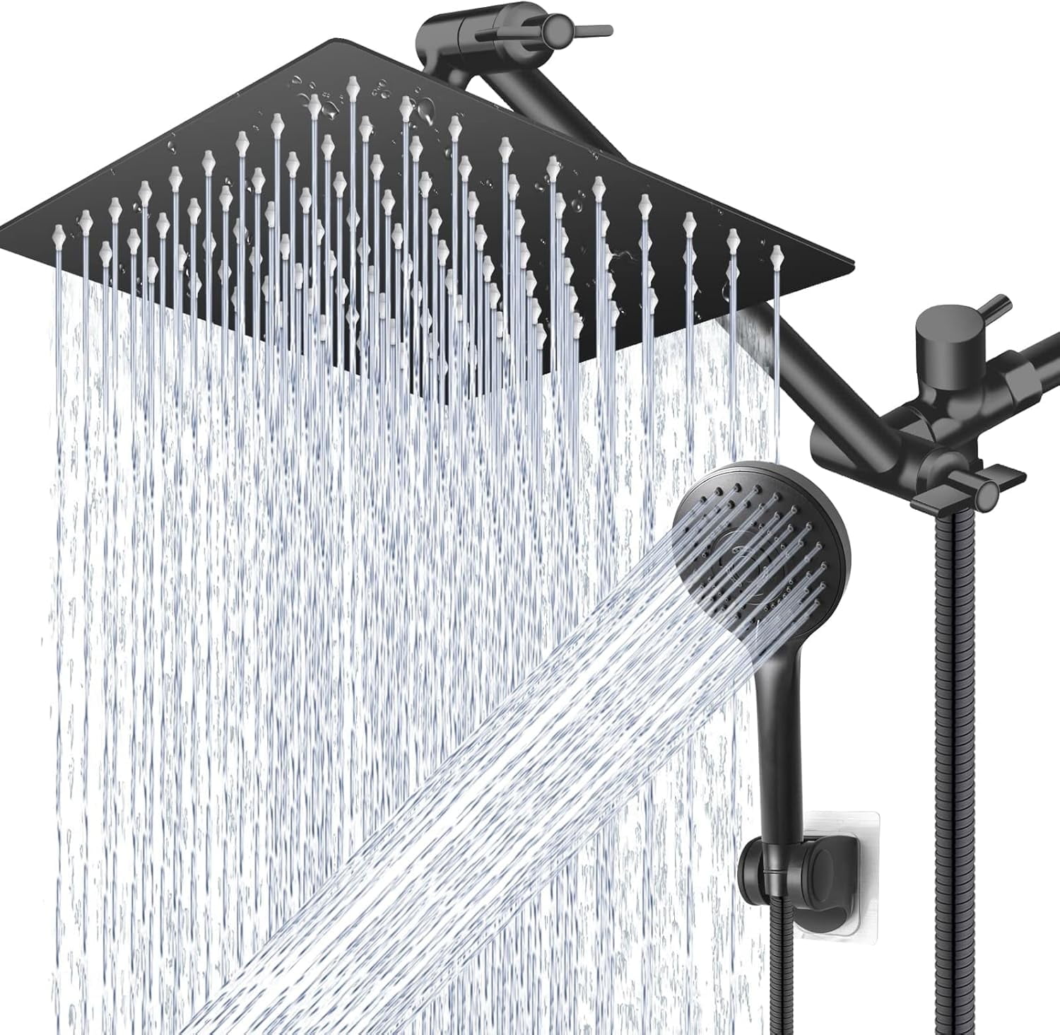 High/Low Water Rain Shower with 11 Inch Adjustable Extension Arm and 5 ...