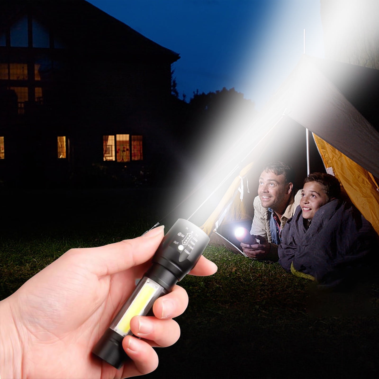 High Lumens Zoom Flashlight, USB Rechargeable LED, 1000mAh Battery ...