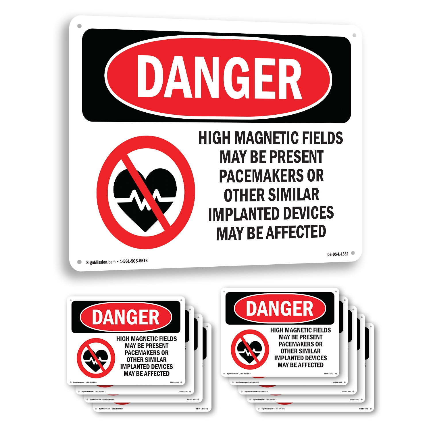 High Magnetic Fields Pacemakers OSHA Danger Aluminum Sign 18 Inch x 12 ...