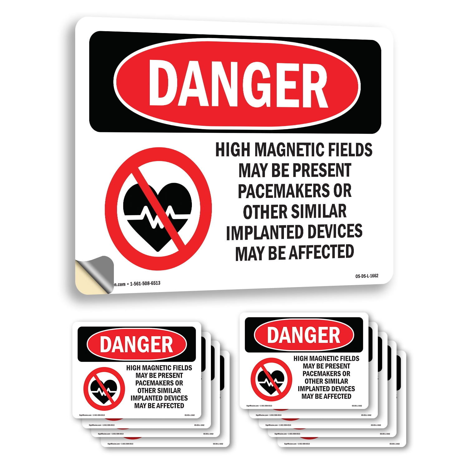 High Magnetic Fields Pacemakers OSHA Danger Vinyl Decal Label 10 Inch x ...