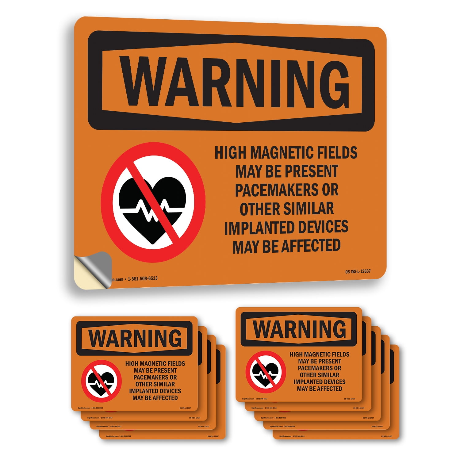 High Magnetic Fields Pacemakers OSHA WARNING Vinyl Decal Label 14 Inch ...