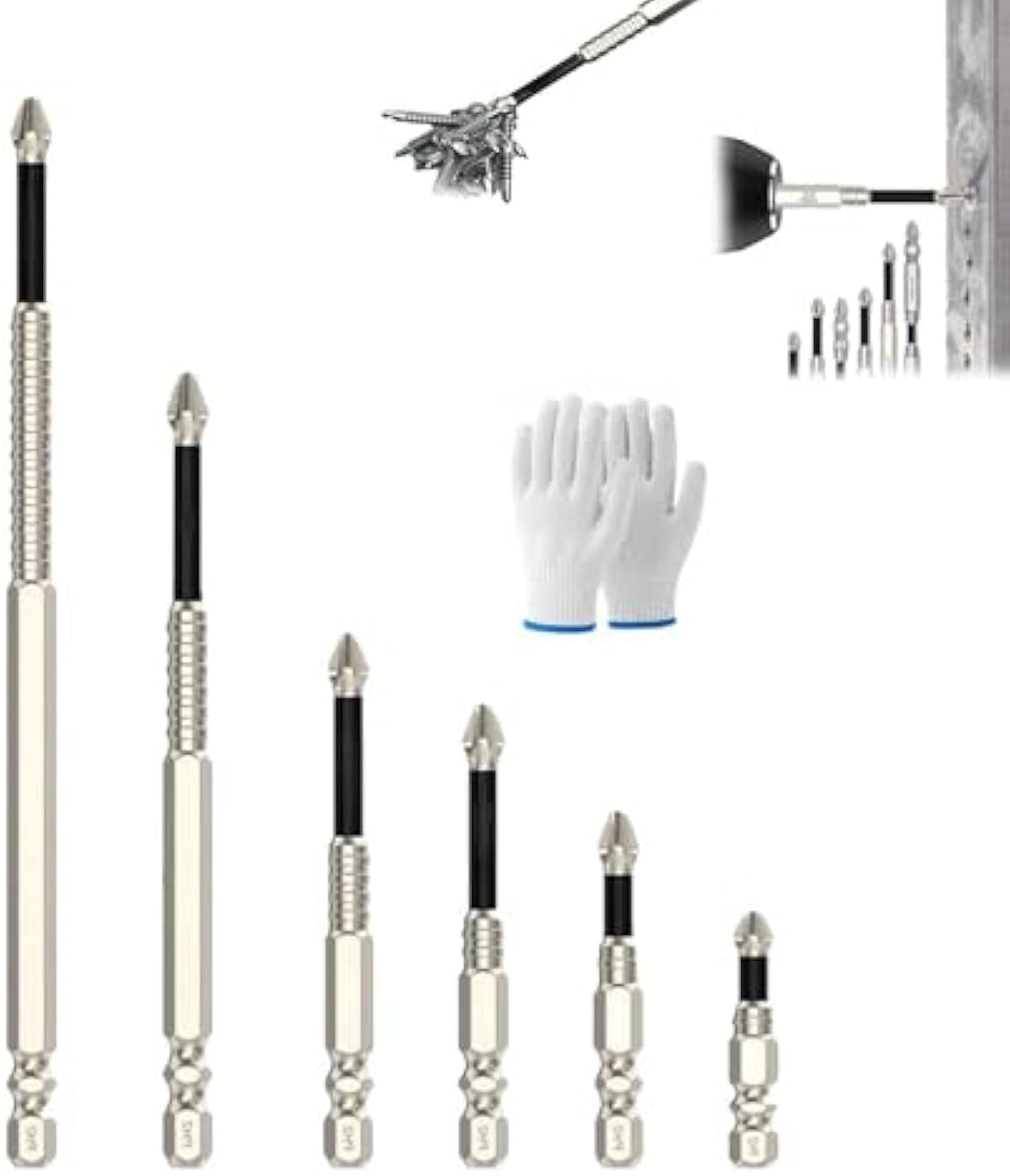 High-Magnetic Screwdriver Drill Bit Set, 6PCS Anti-Slip Magnetic ...