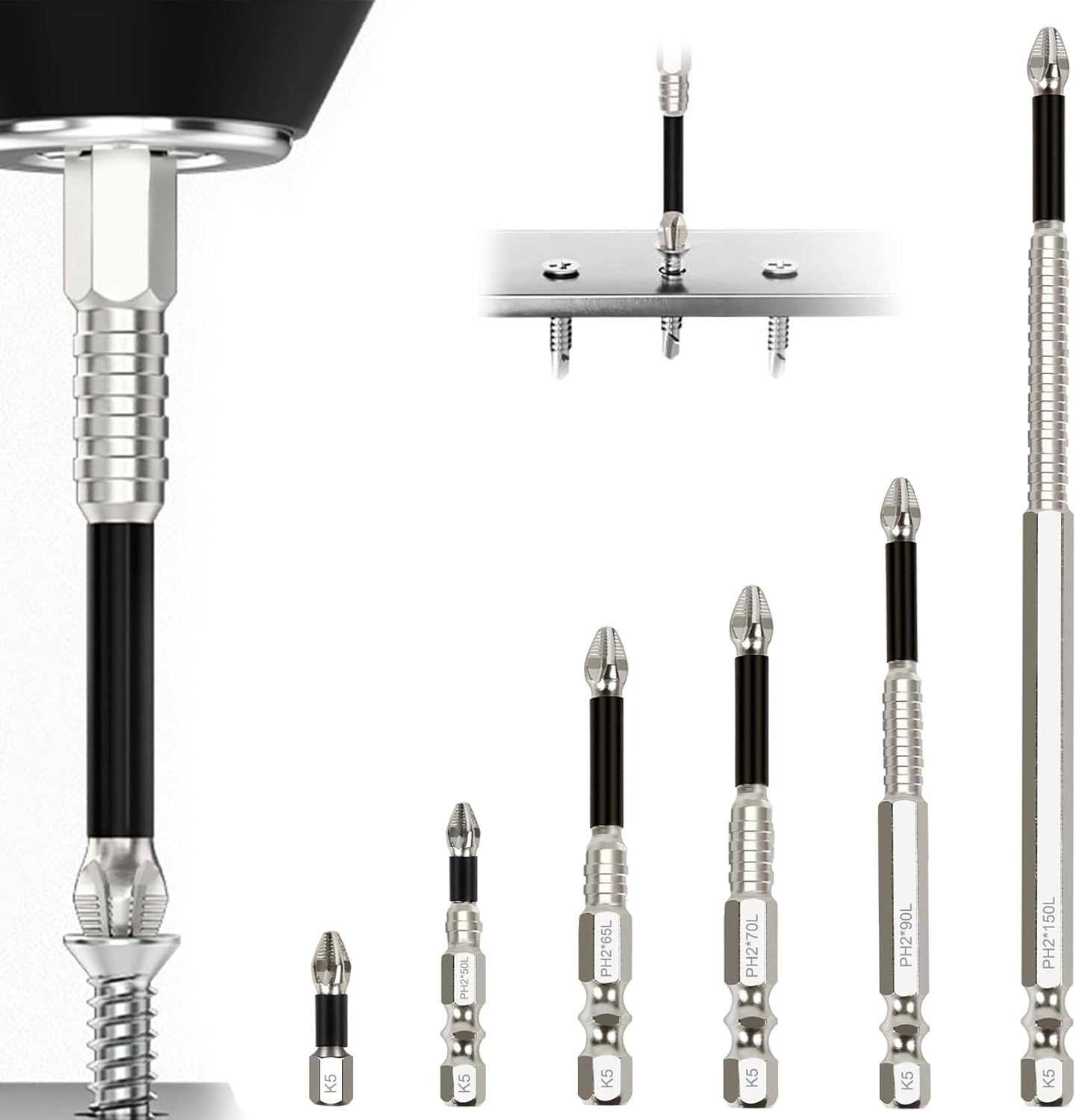 High-Magnetic Screwdriver Drill Bit Set,K5 Impact Resistant Non Slip ...