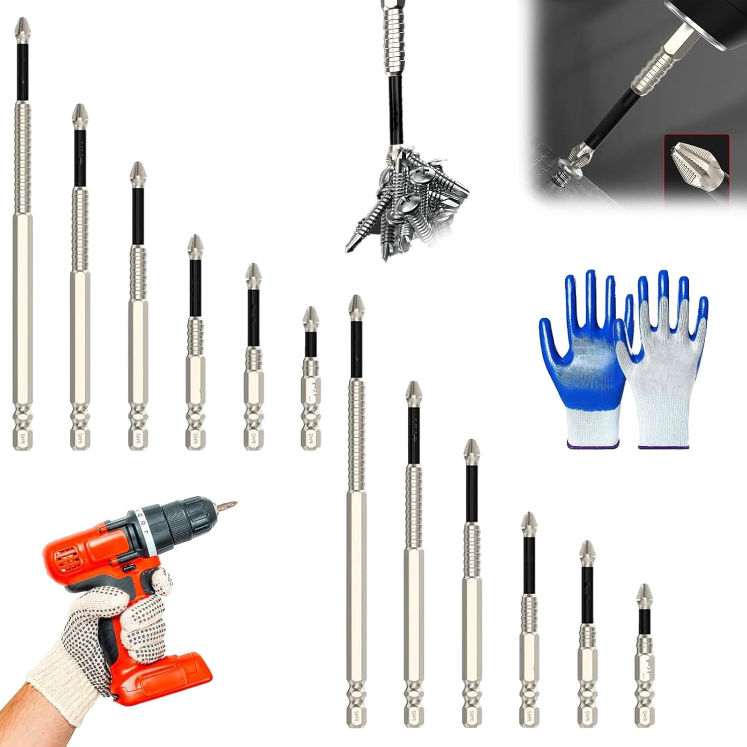 High-Magnetic Screwdriver Drill Bit Set, Strong Magnetic Durability ...