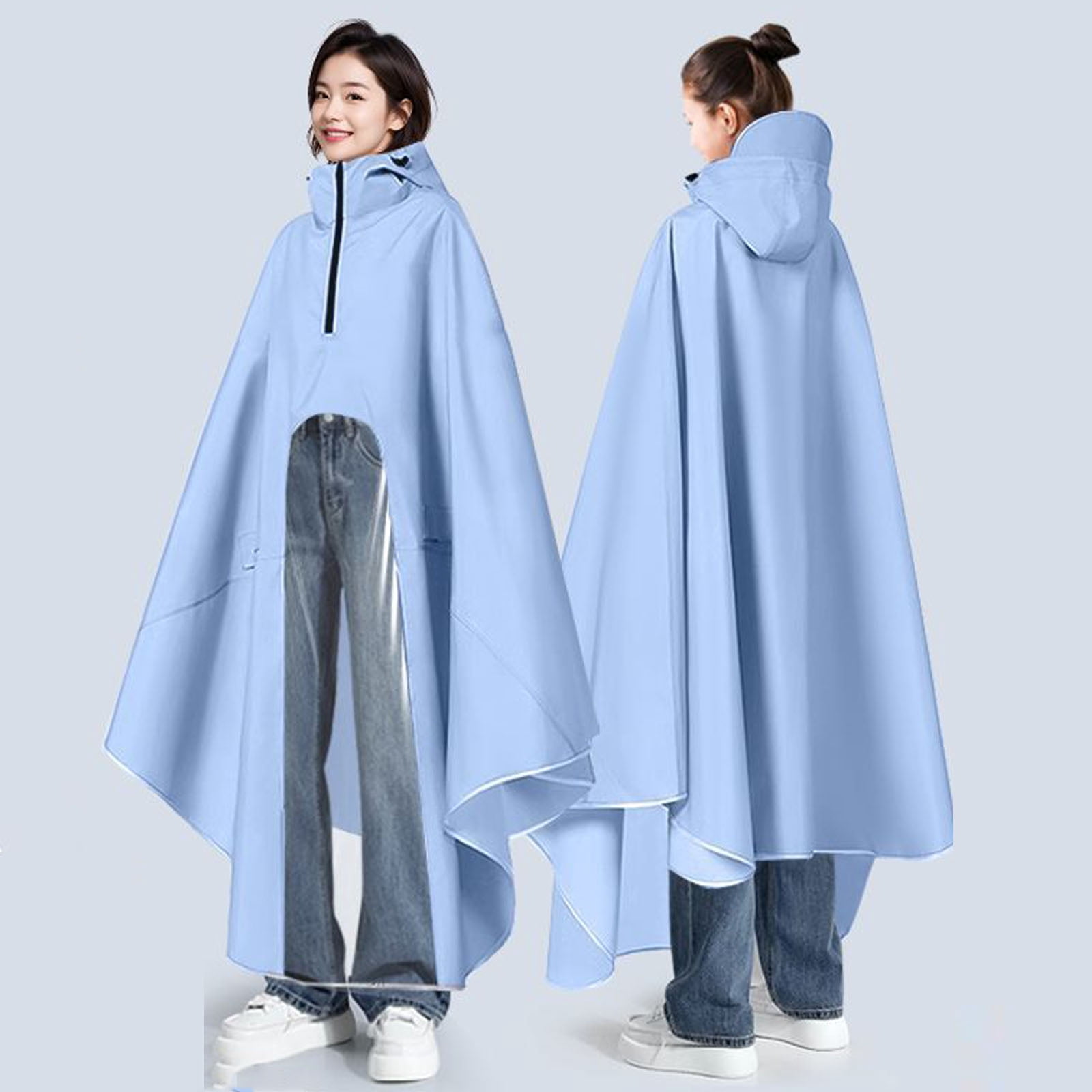 High-Neck Full-Body Electric Bike Raincoat Thick Long Oversized Rain Gear For Men Women S, No ...