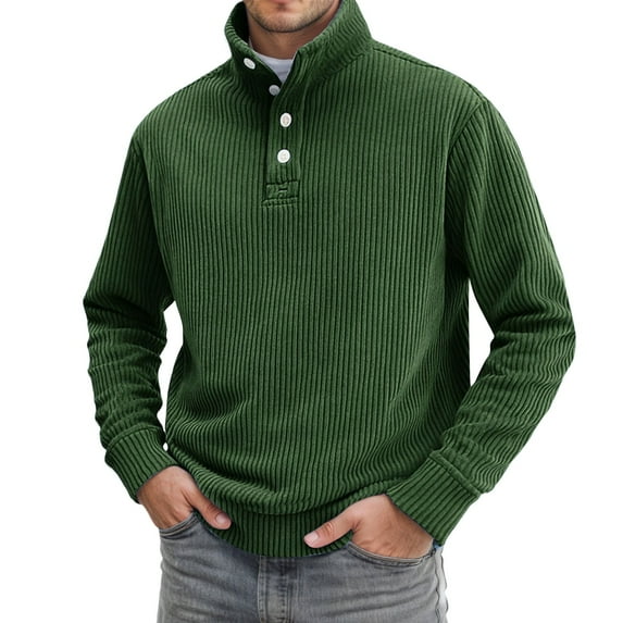 High Neck Long Sleeve Sweatshirt With Four Button Placket Color Digital ...