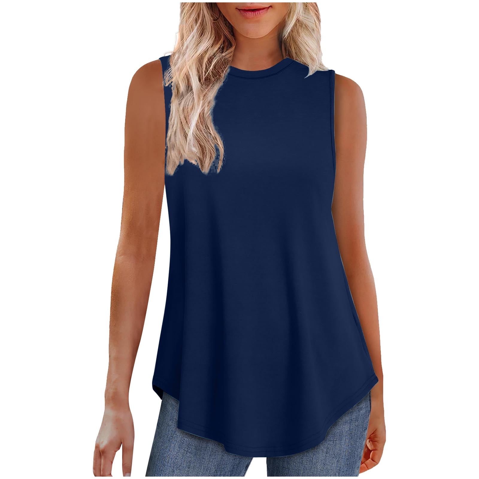 High Neck Tank Tops for Women Loose Fit Sleeveless Top Summer Clothes ...