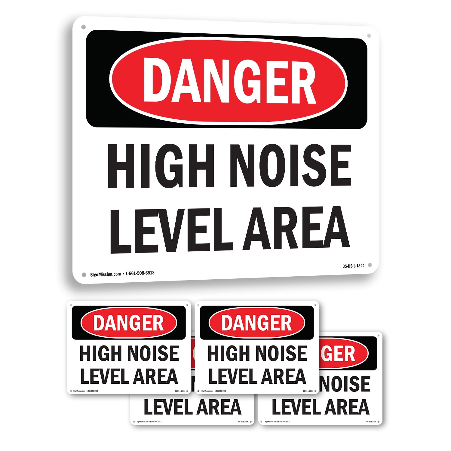 High Noise Level Area OSHA Danger Aluminum Sign 24 Inch x 18 Inch - 5 ...