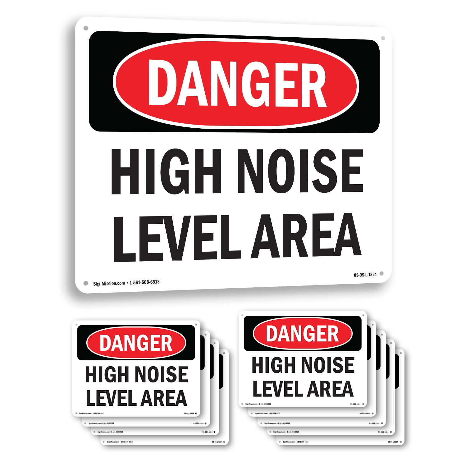 High Noise Level Area OSHA Danger Rigid Plastic Sign 24 Inch x 18 Inch ...