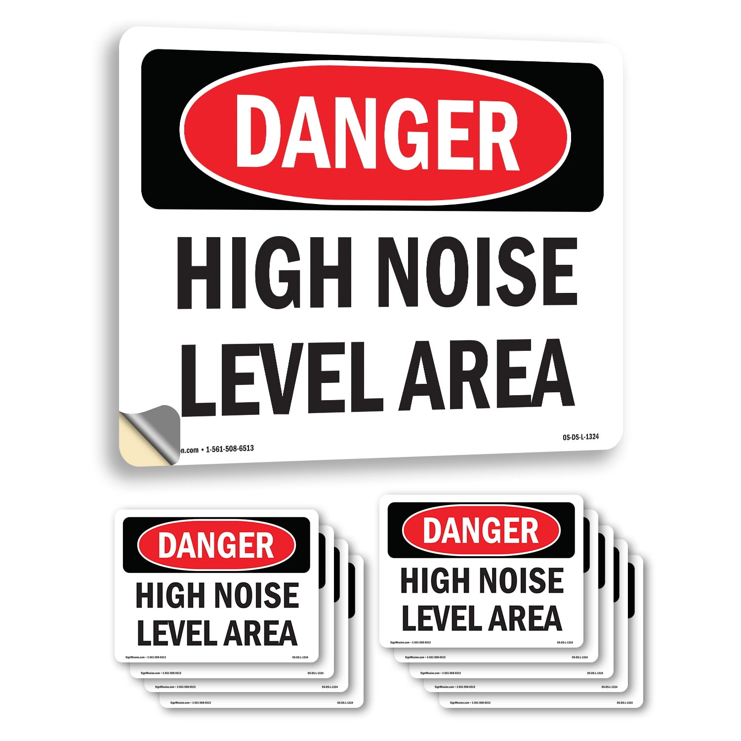 High Noise Level Area OSHA Danger Vinyl Decal Label 24 Inch x 18 Inch ...